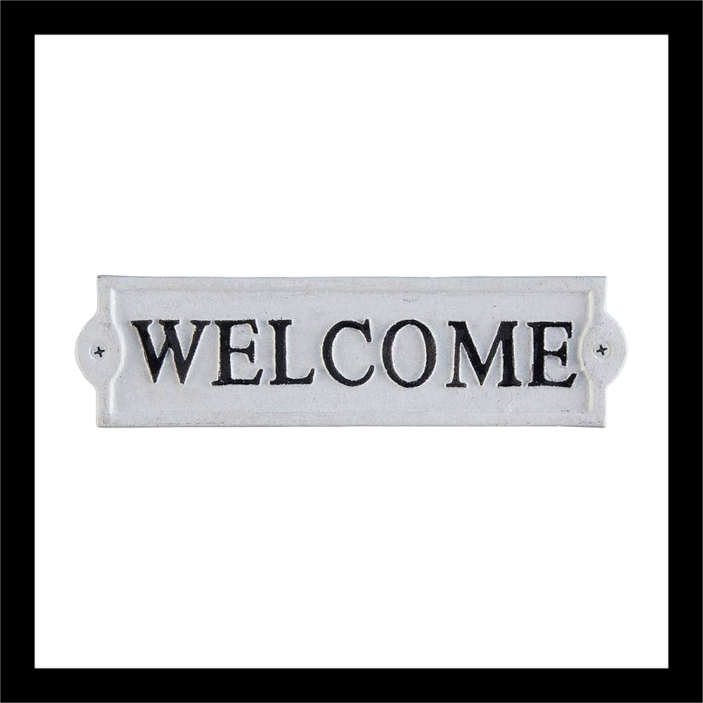 Cast Iron Welcome Sign – Vintage Painted Door Plaque – Paisley Candle ...