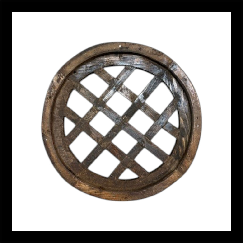 Round Wood Window Frame – 15" Rustic Brown Accent – Paisley Candle and Home